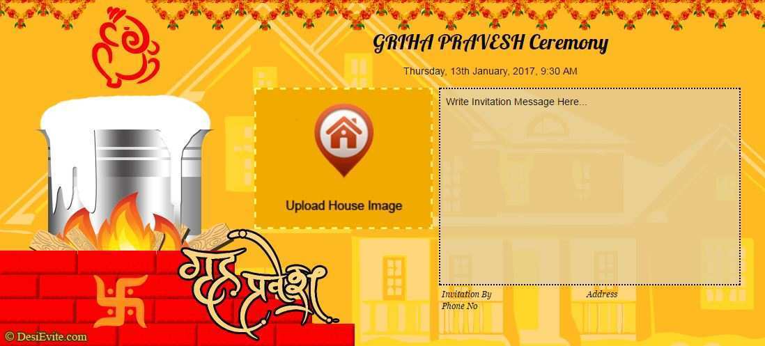 Invitation Cards Templates For Vastu Shanti Cards Design Templates