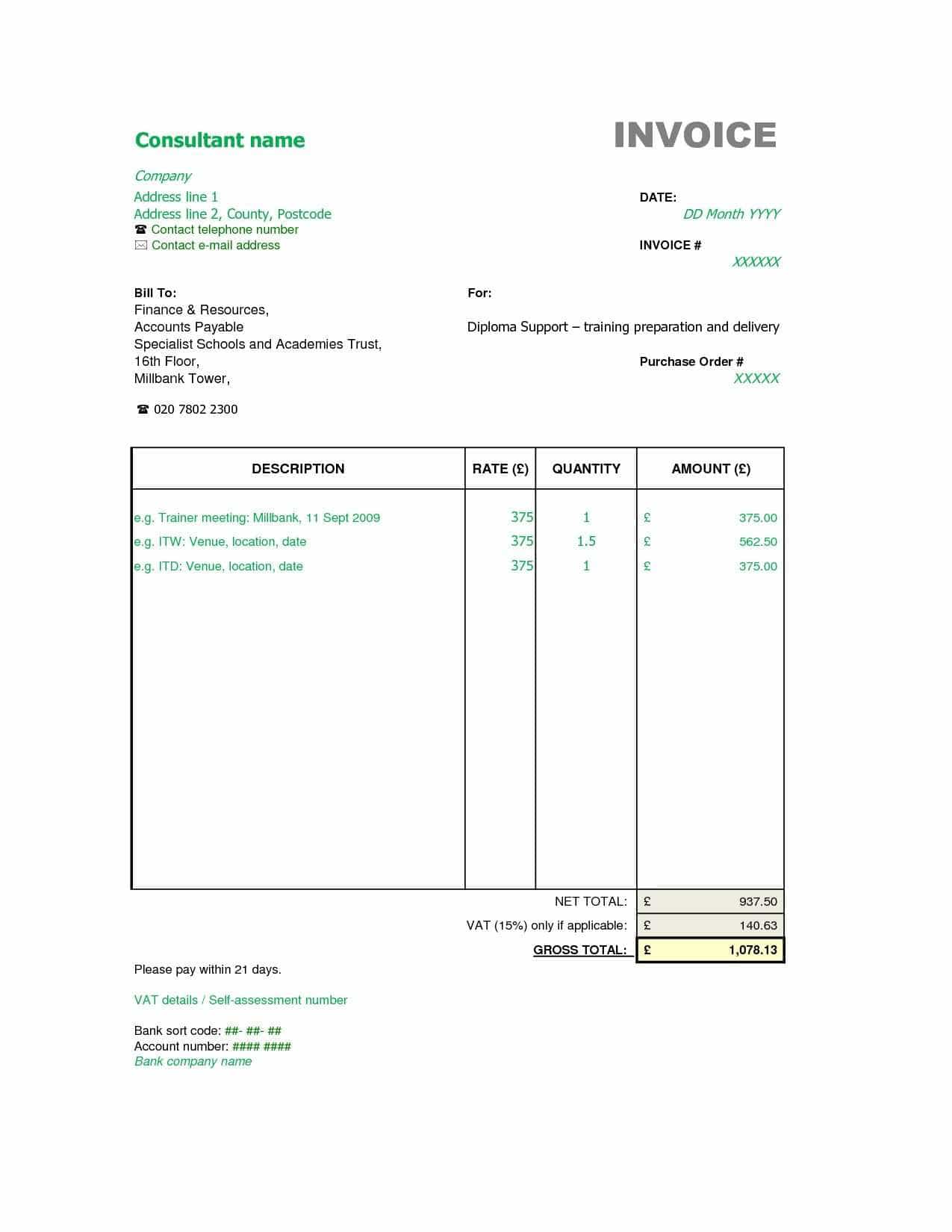 Consulting Invoice Template Ontario Cards Design Templates
