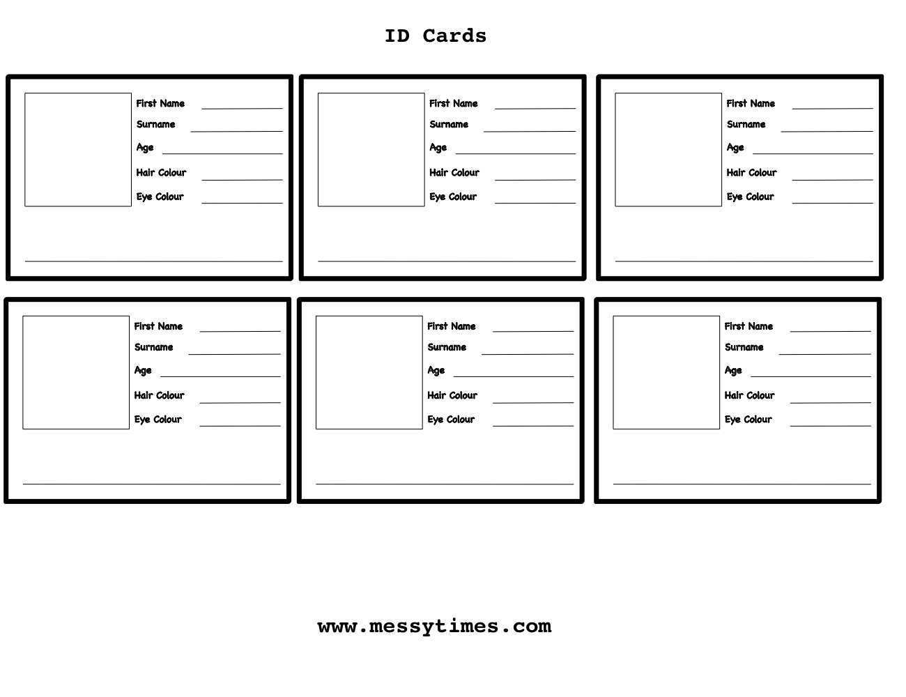 Printable Child Id Card Template Free Best Free Template For You