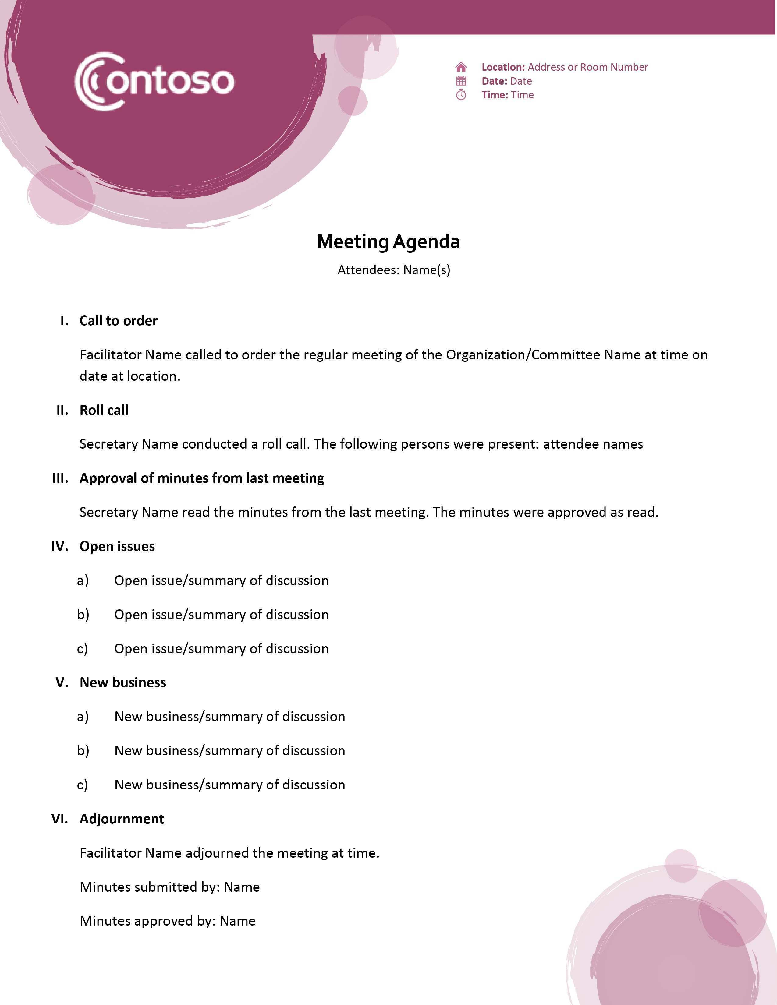 33 Creating Hoa Meeting Agenda Template PSD File By Hoa Meeting Agenda 