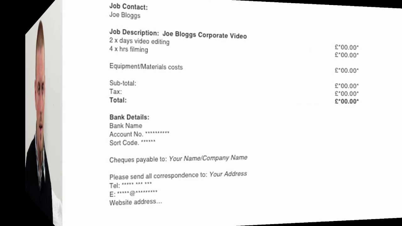 Freelance Videographer Invoice Template Cards Design Templates