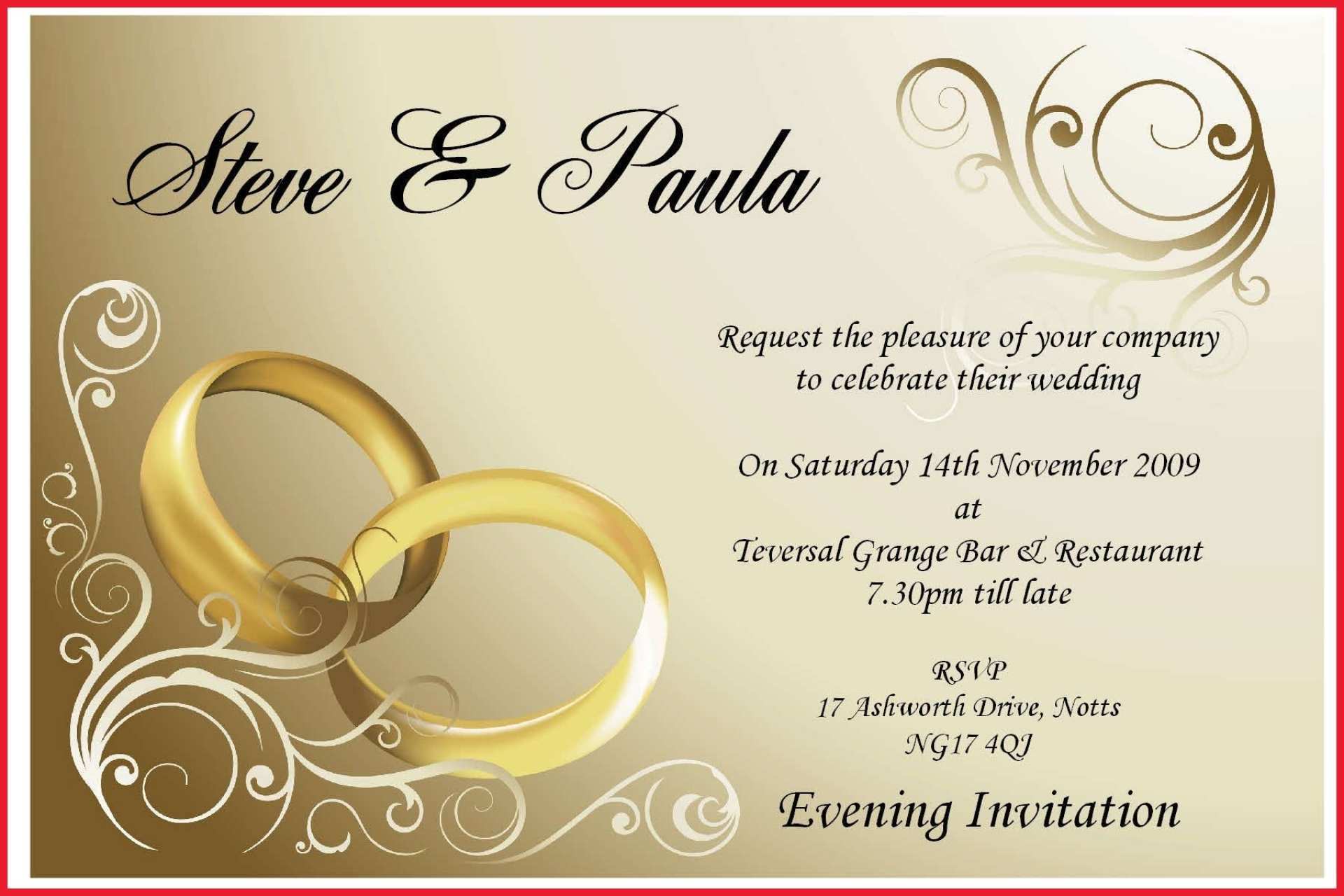 Marriage Invitation Card Format Kerala Cards Design Templates