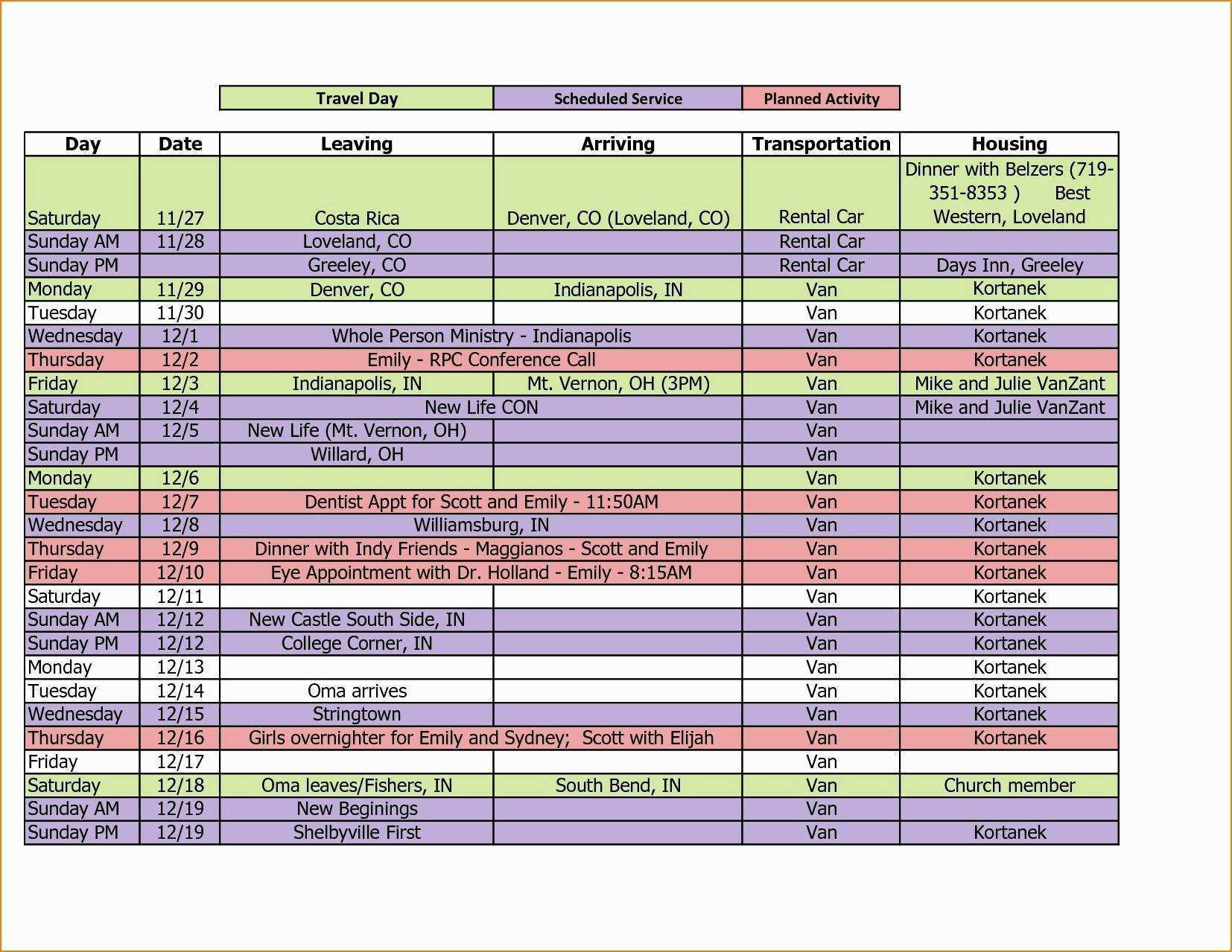 39 Free Travel Agenda Template Excel With Stunning Design By Travel