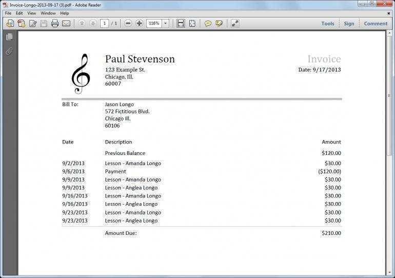 Musician Invoice Template Word