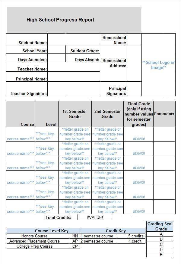  Homeschool Report Card Template Excel Cards Design Templates
