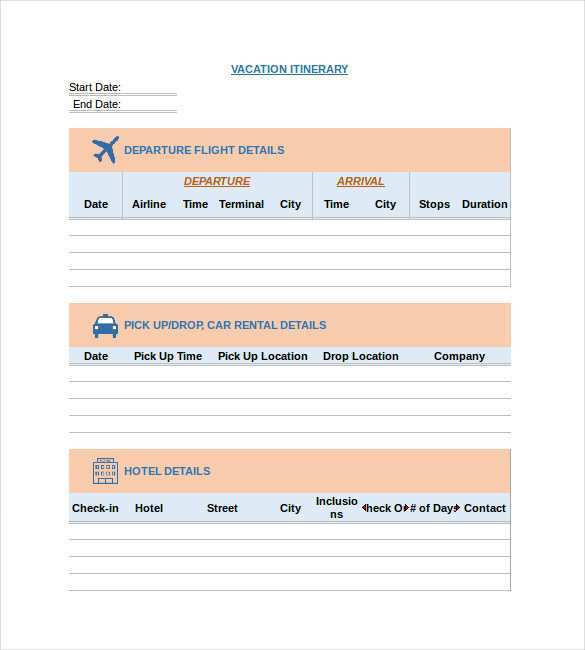 Travel Itinerary Template Cute Cards Design Templates