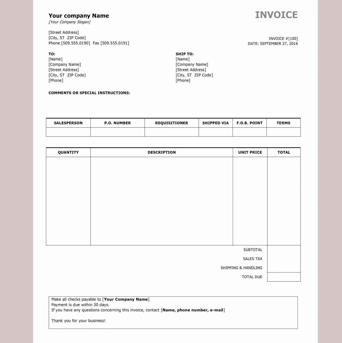 Invoice Template For A Freelance Designer Cards Design Templates