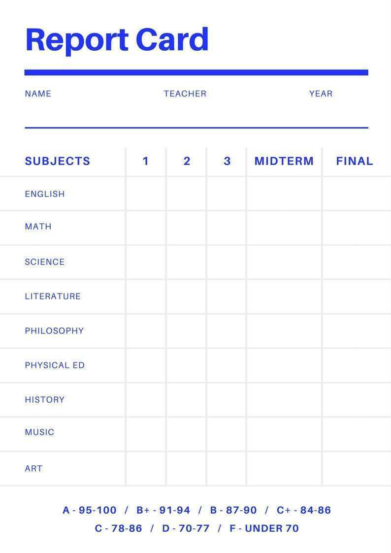 Report Card Template For 7Th Grade Cards Design Templates