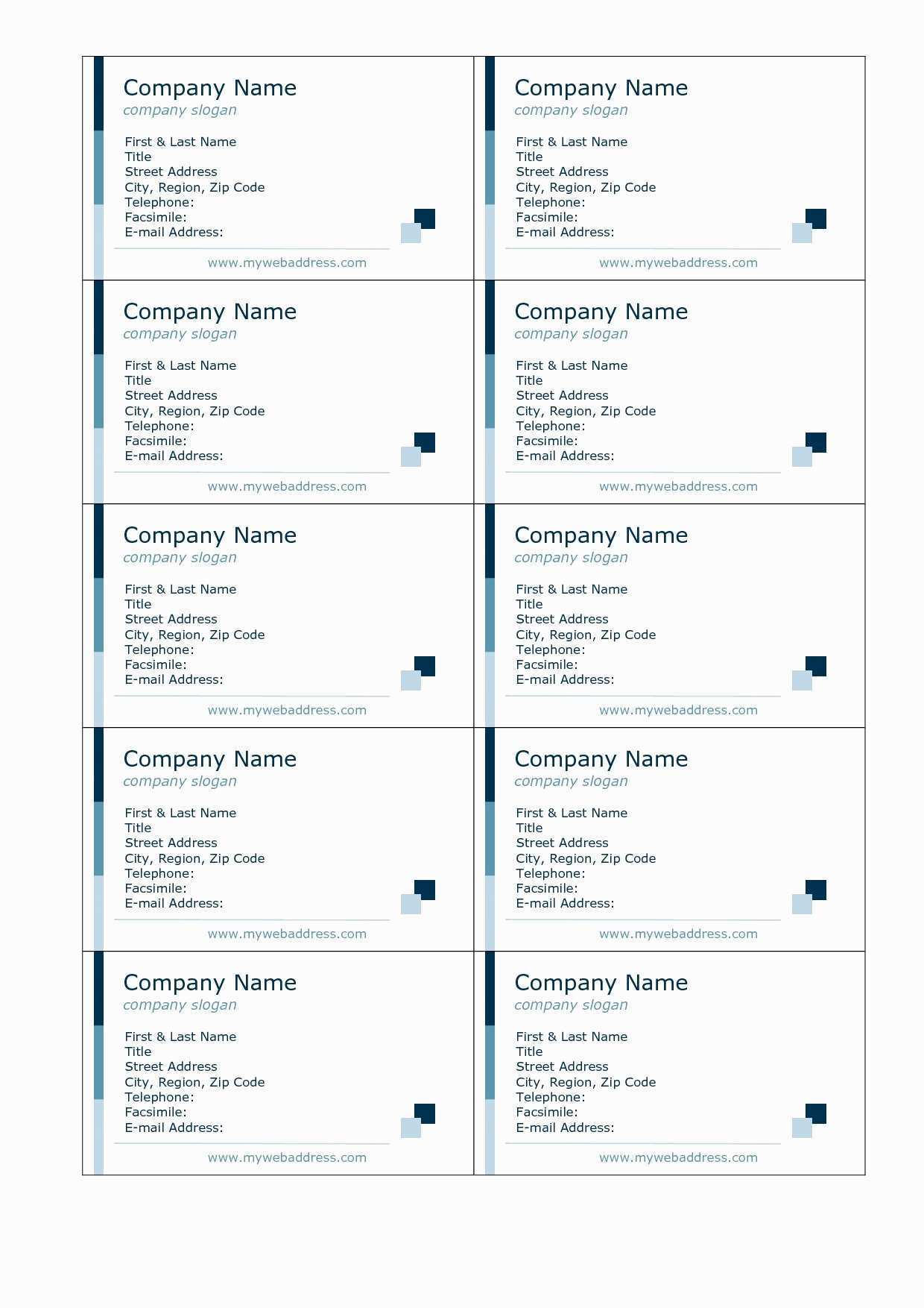 Free Avery Business Card Template 5376 Cards Design Templates