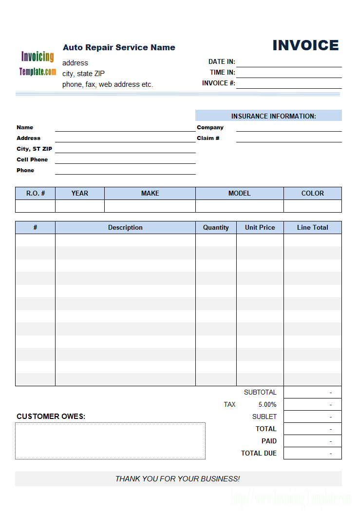 Appliance Repair Invoice Template Cards Design Templates
