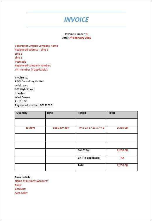 Contractor Weekly Invoice Template Cards Design Templates