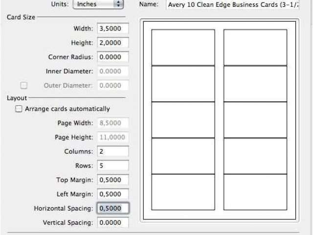 Avery Business Card Template 10 Per Sheet Cards Design Templates