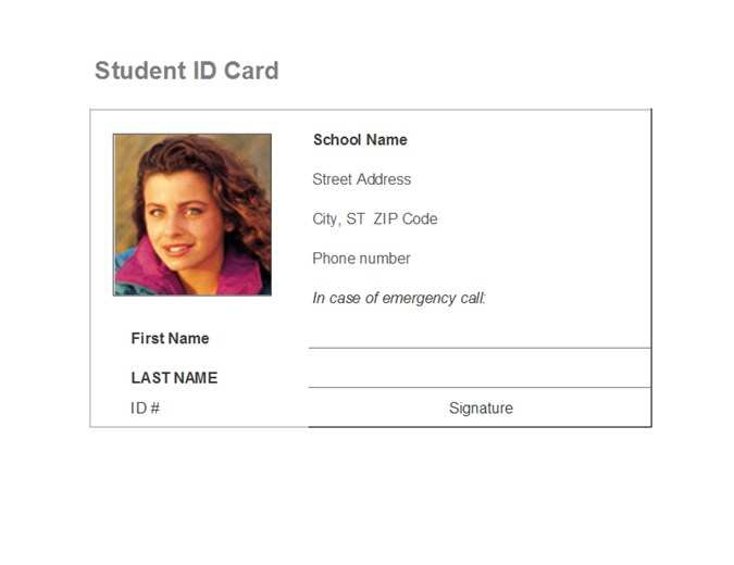 Printable Student Id Card Template Printable Templates