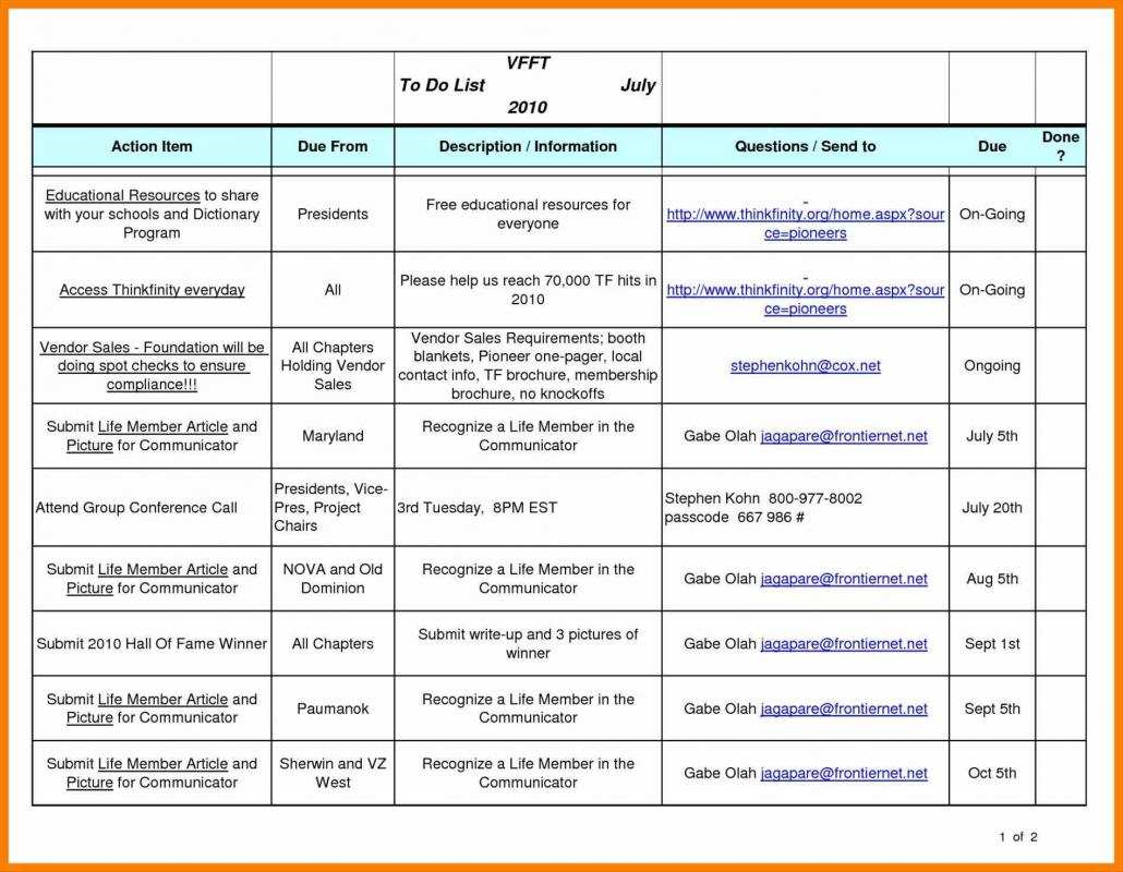 10 Meeting Action Item Template Perfect Template Ideas