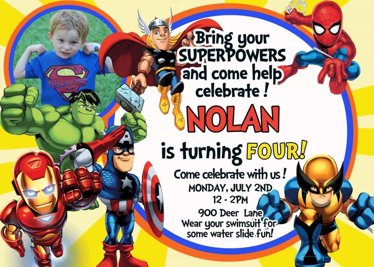 Avengers Birthday Card Template