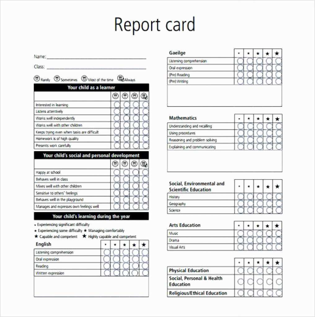 63 Free Free Printable Kindergarten Report Card Template For Ms Word