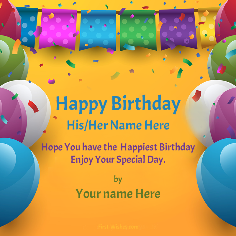 Birthday Card Maker Online With Name Cards Design Templates