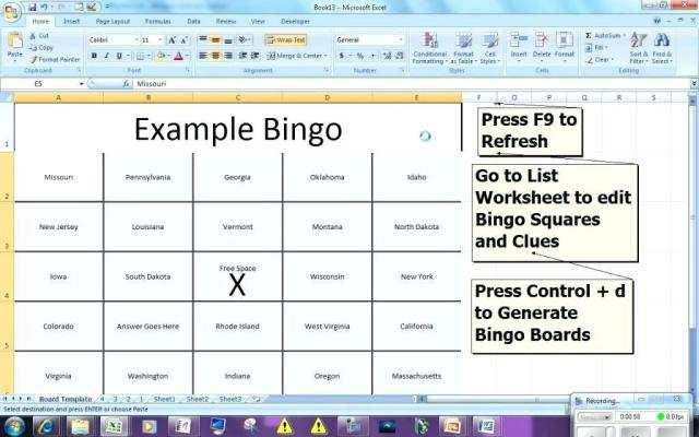 Bingo Card Template 5X5 Excel Cards Design Templates