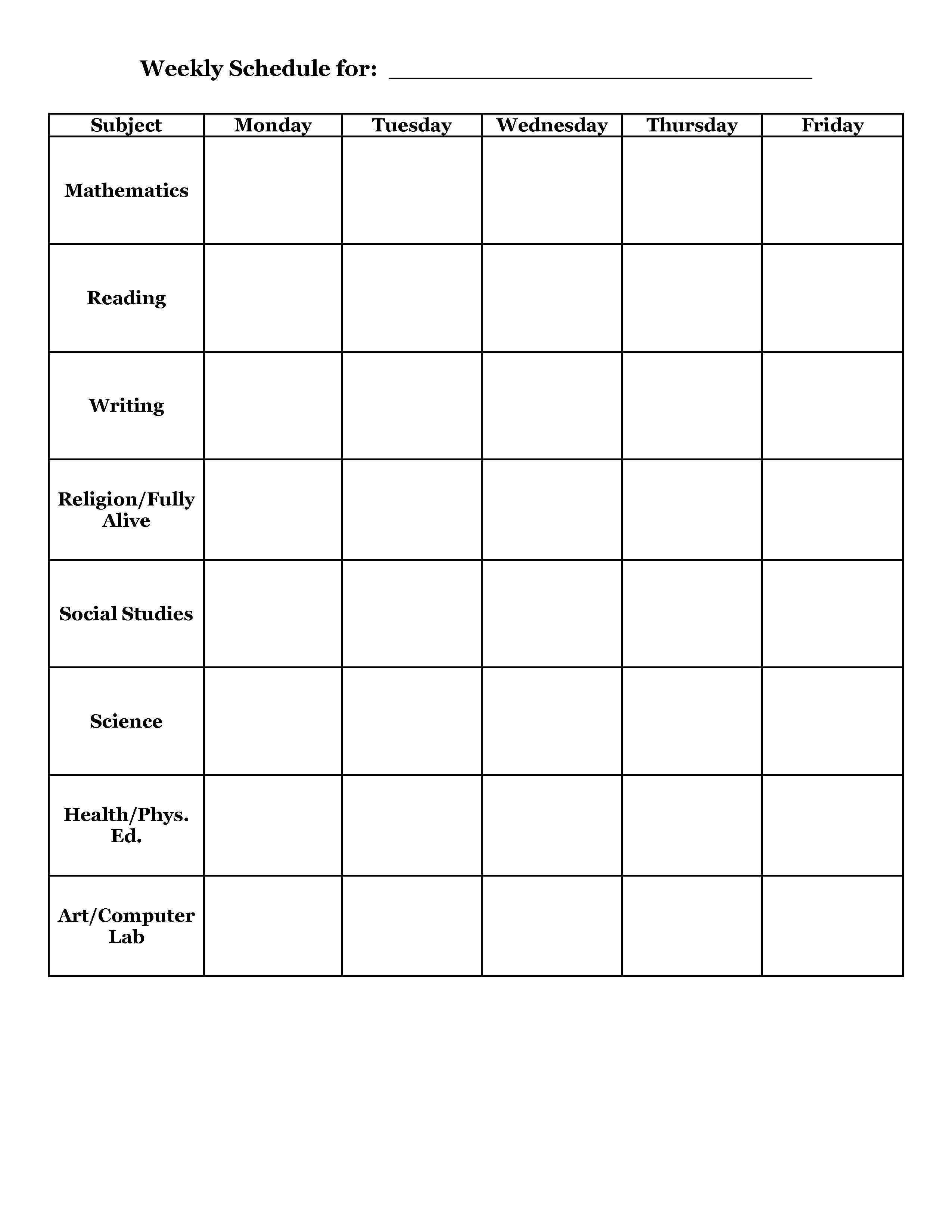 65 Student Class Schedule Template Download With Student Class Schedule