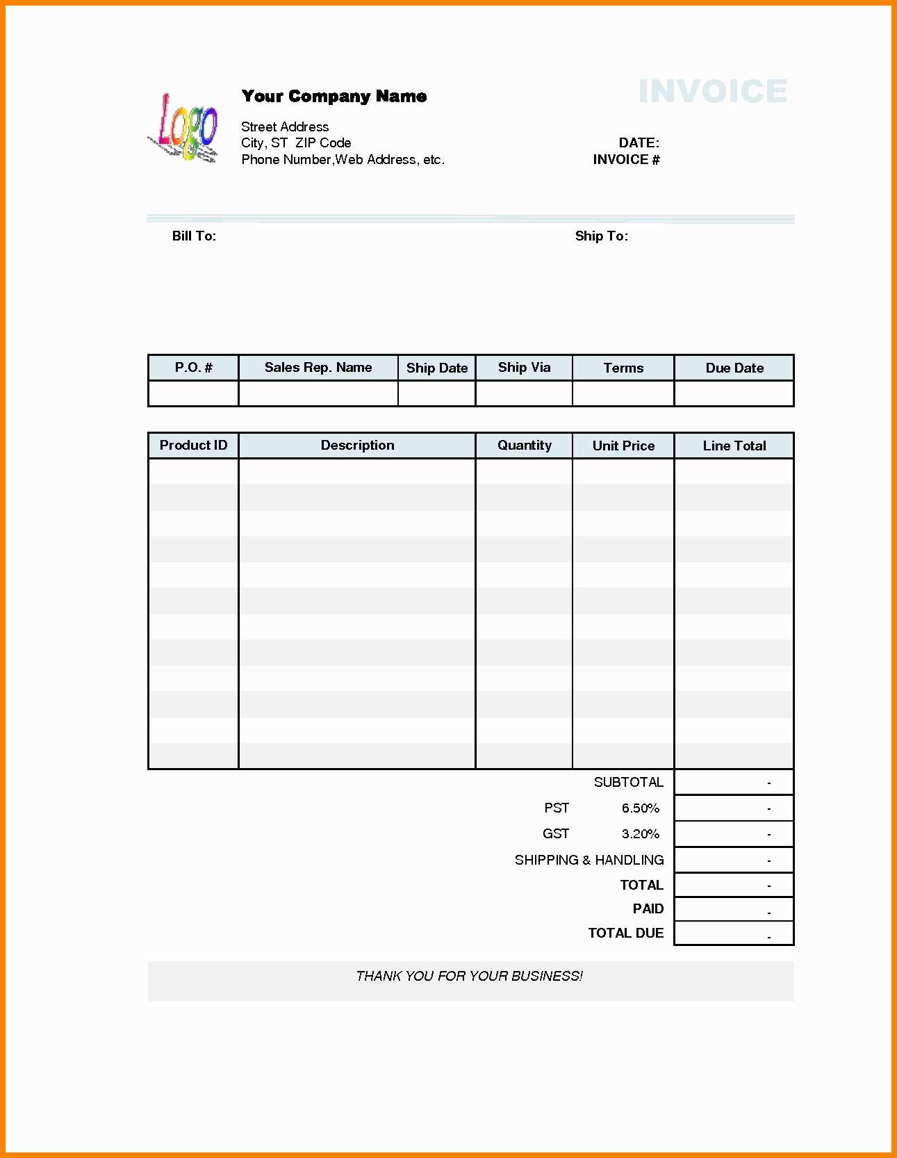 Free Commercial Tax Invoice Template In Adobe Illustrator Templatenet 