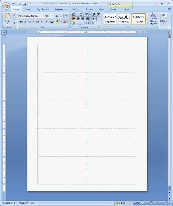 Microsoft Word Card Template