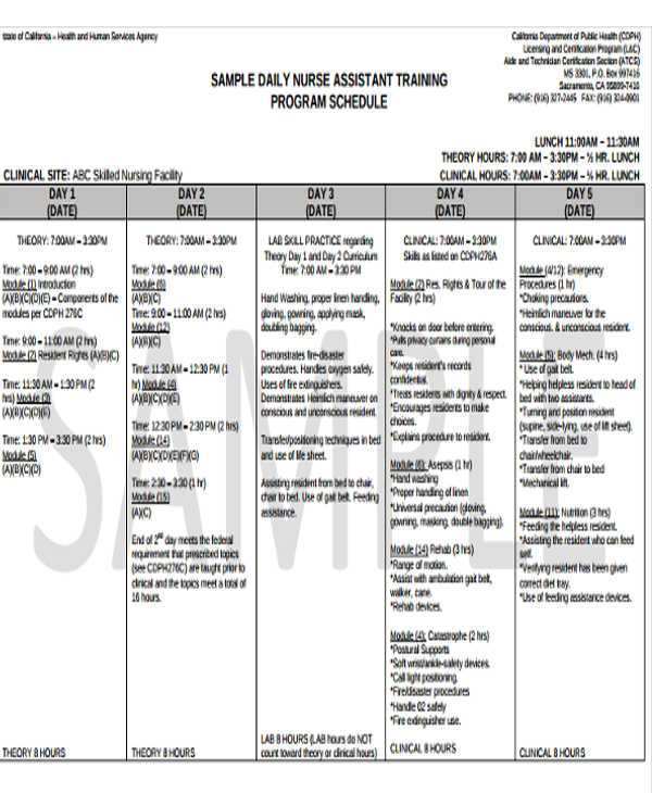 Daily Training Agenda Template Cards Design Templates