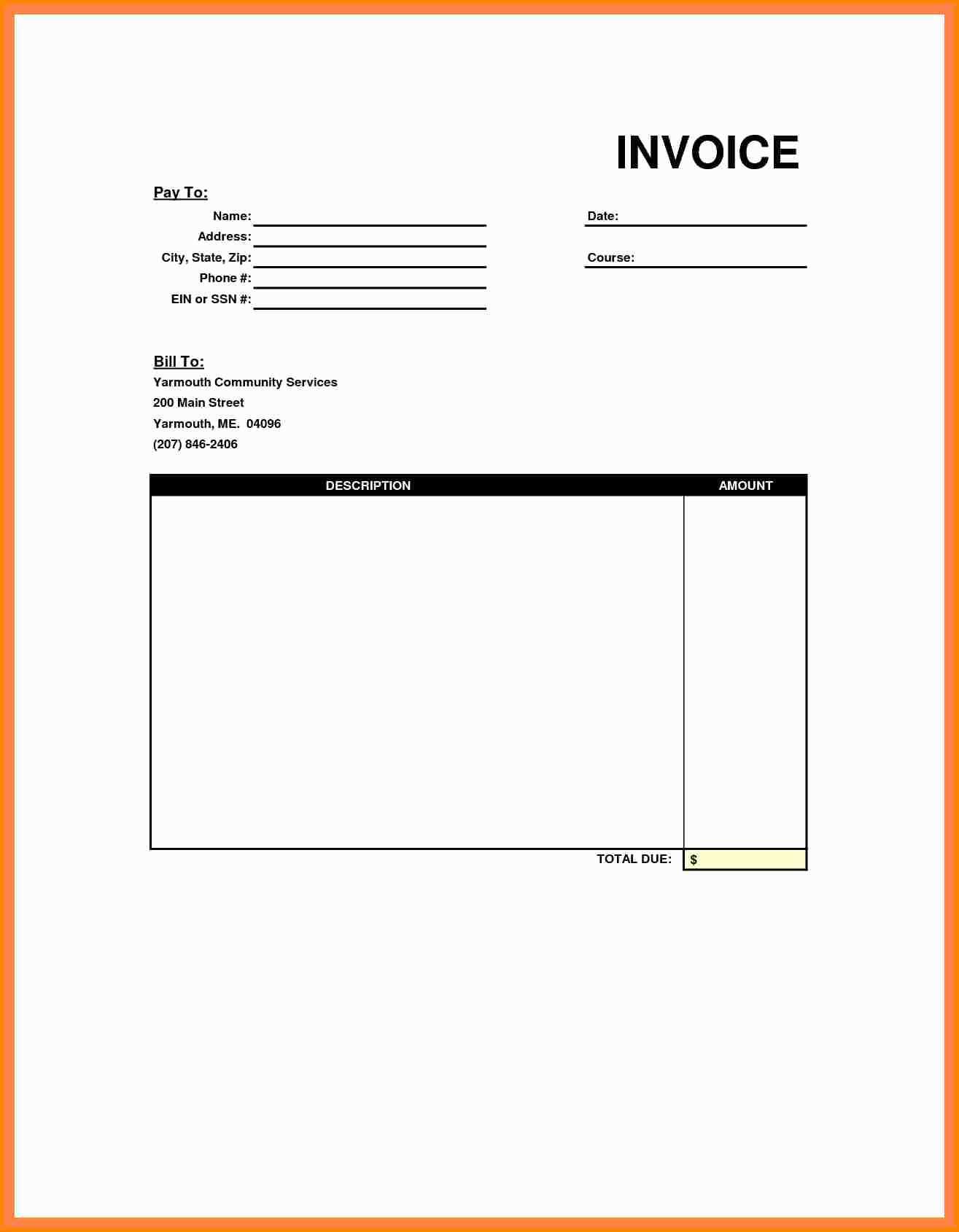 Blank Self Employed Invoice Template Cards Design Templates