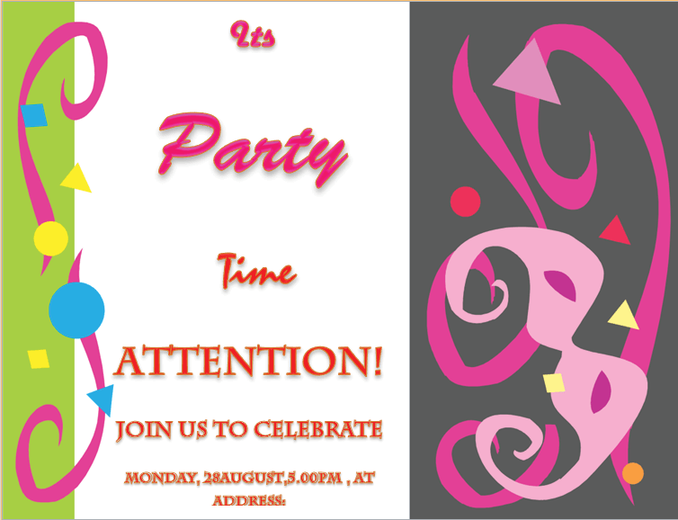 Party Invitation Template For Word Cards Design Templates