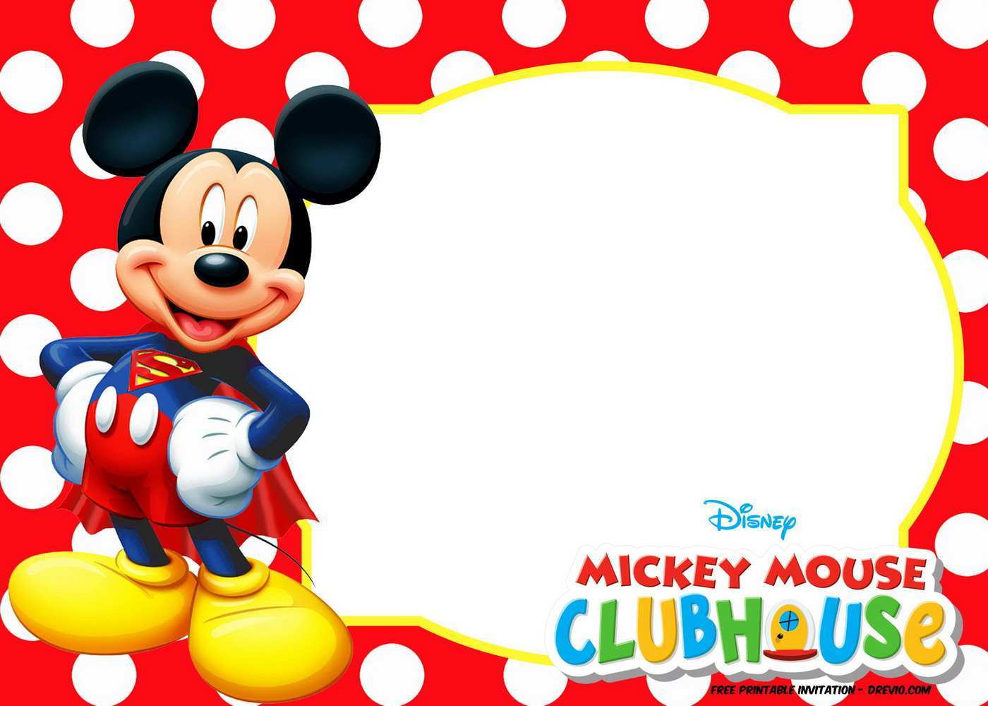 Mickey Mouse Birthday Invitation Template Printable Templates