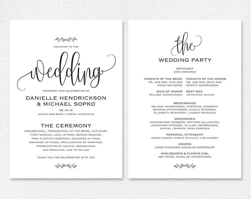 Wedding Programs Templates Free Microsoft Word Doctemplates Riset