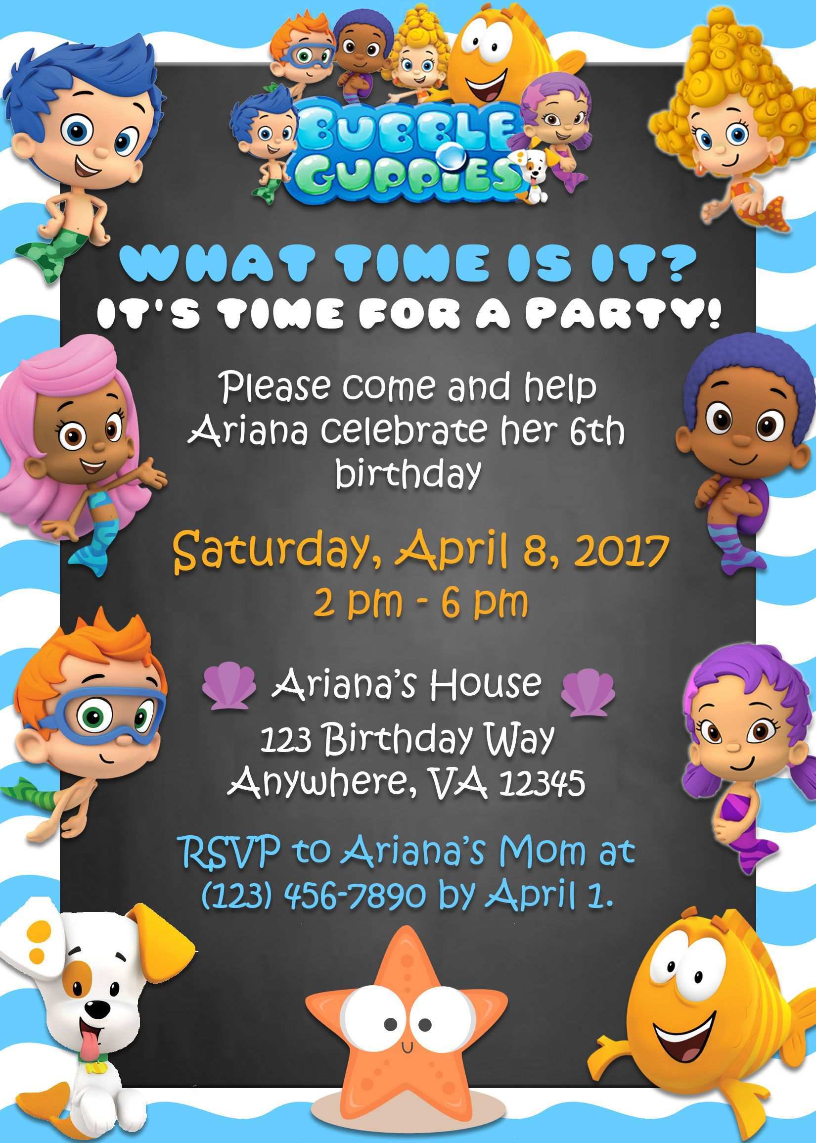 Blank Bubble Guppies Invitation Template Cards Design Templates