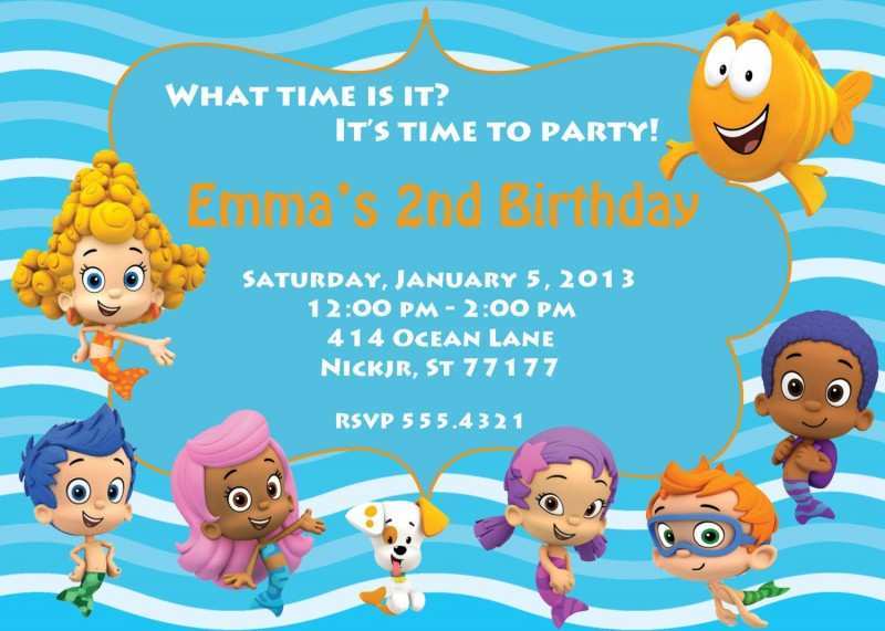 Bubble Guppies Blank Invitation Template Cards Design Templates
