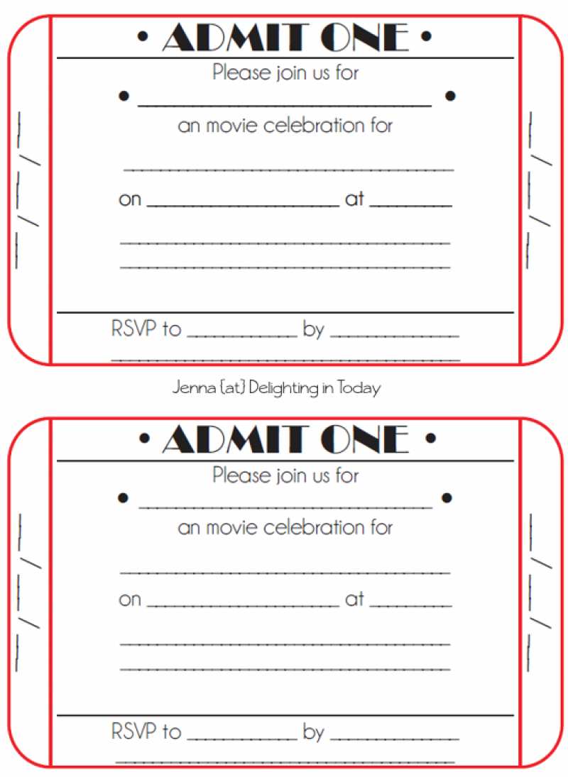 Blank Movie Invitation Template
