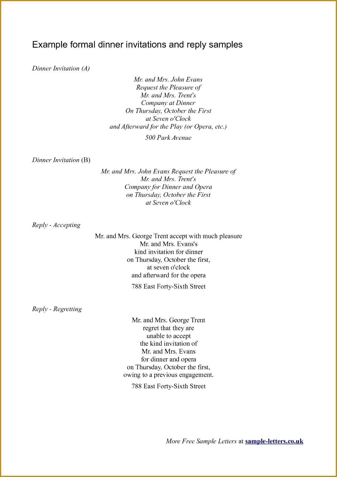72 Standard Example Of Invitation Letter For Dinner Download By Example