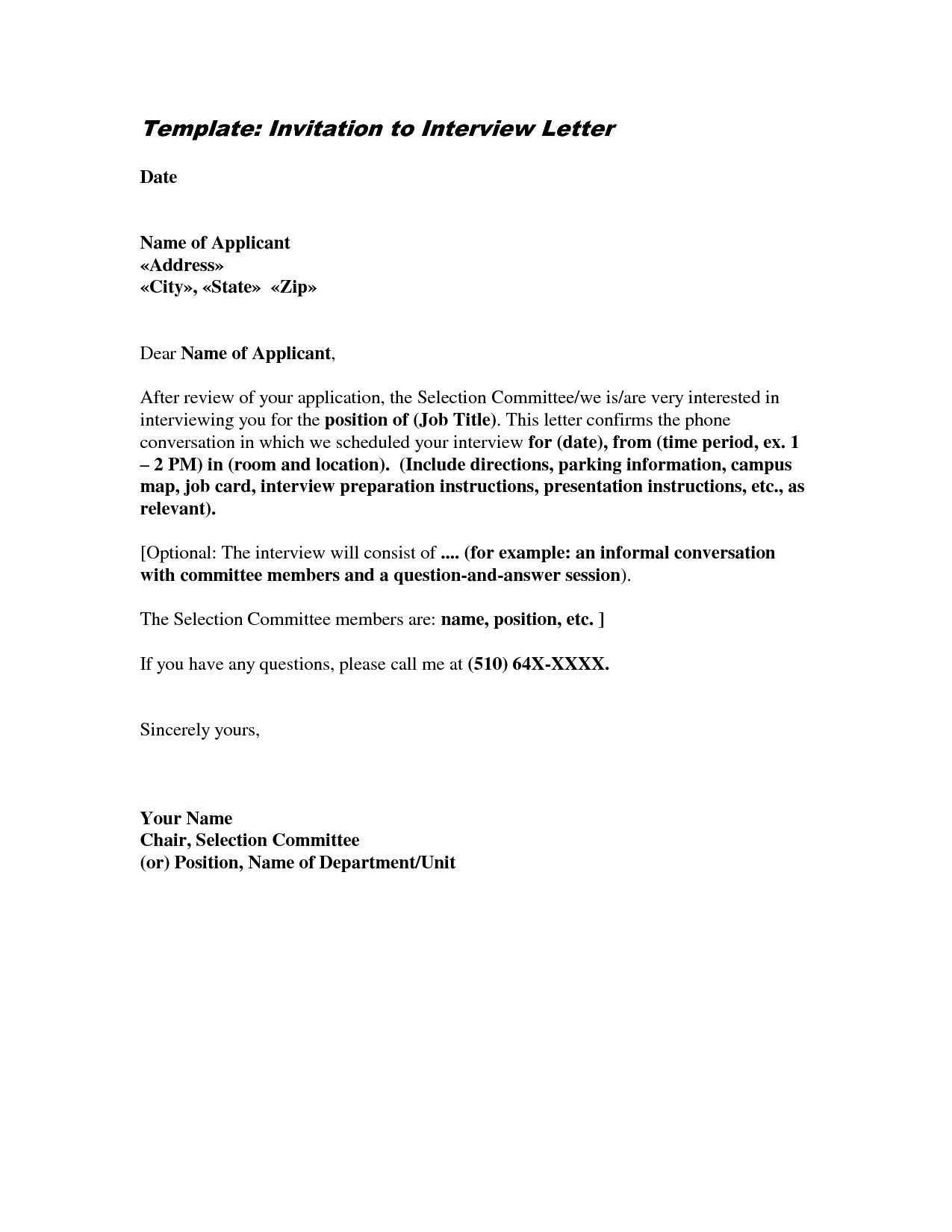  Get 30 Invitation To Interview Letter Sample