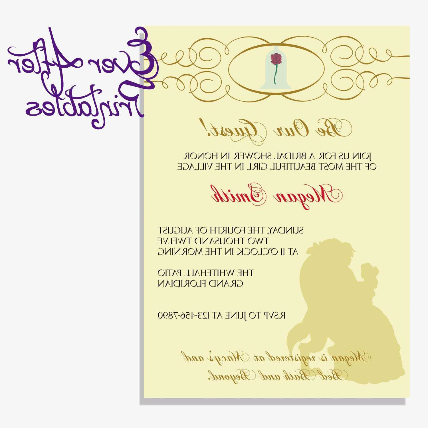 82 Free Printable Beauty And The Beast Wedding Invitation Template Free Maker With Beauty And 
