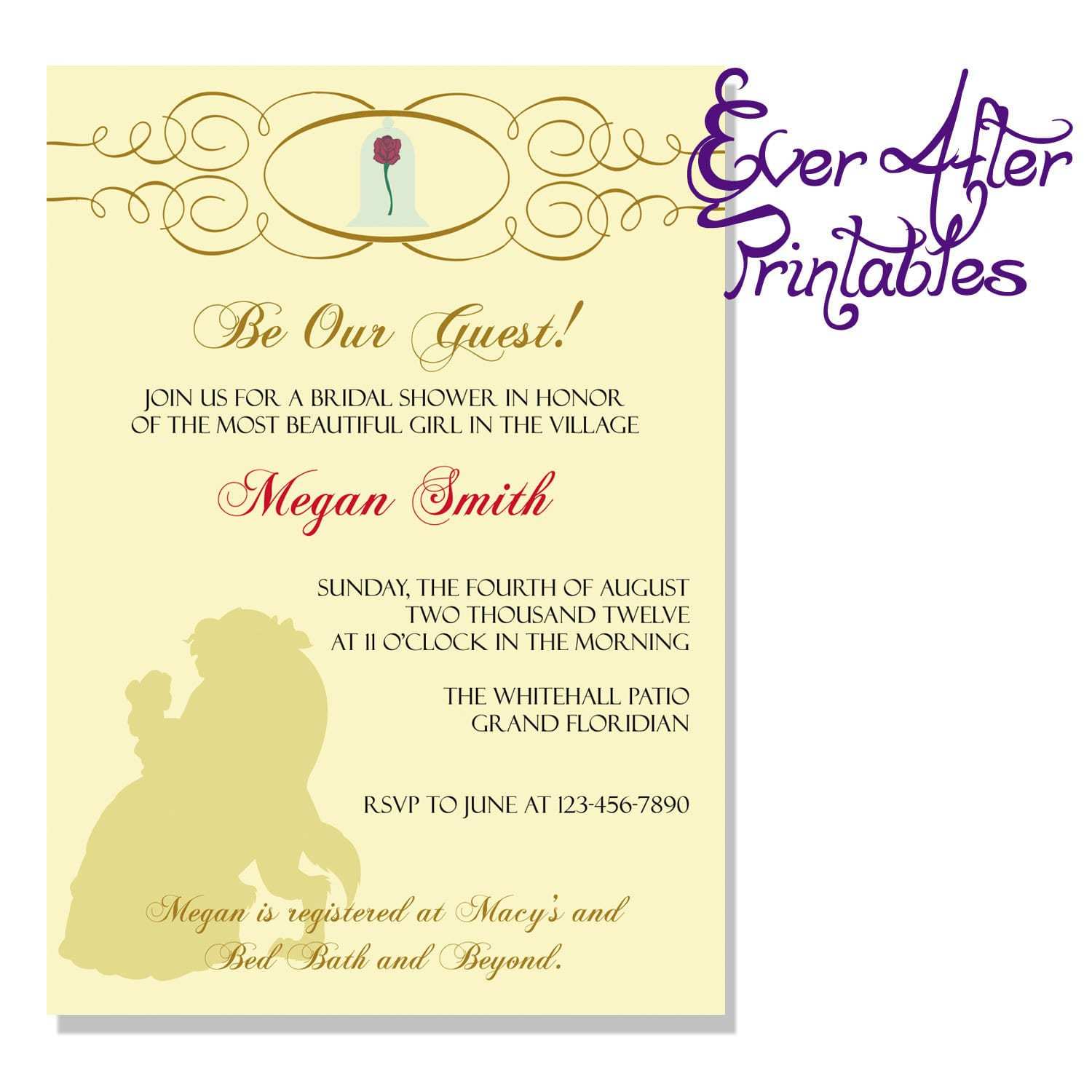 Beauty And The Beast Wedding Invitation Template Free Cards Design 
