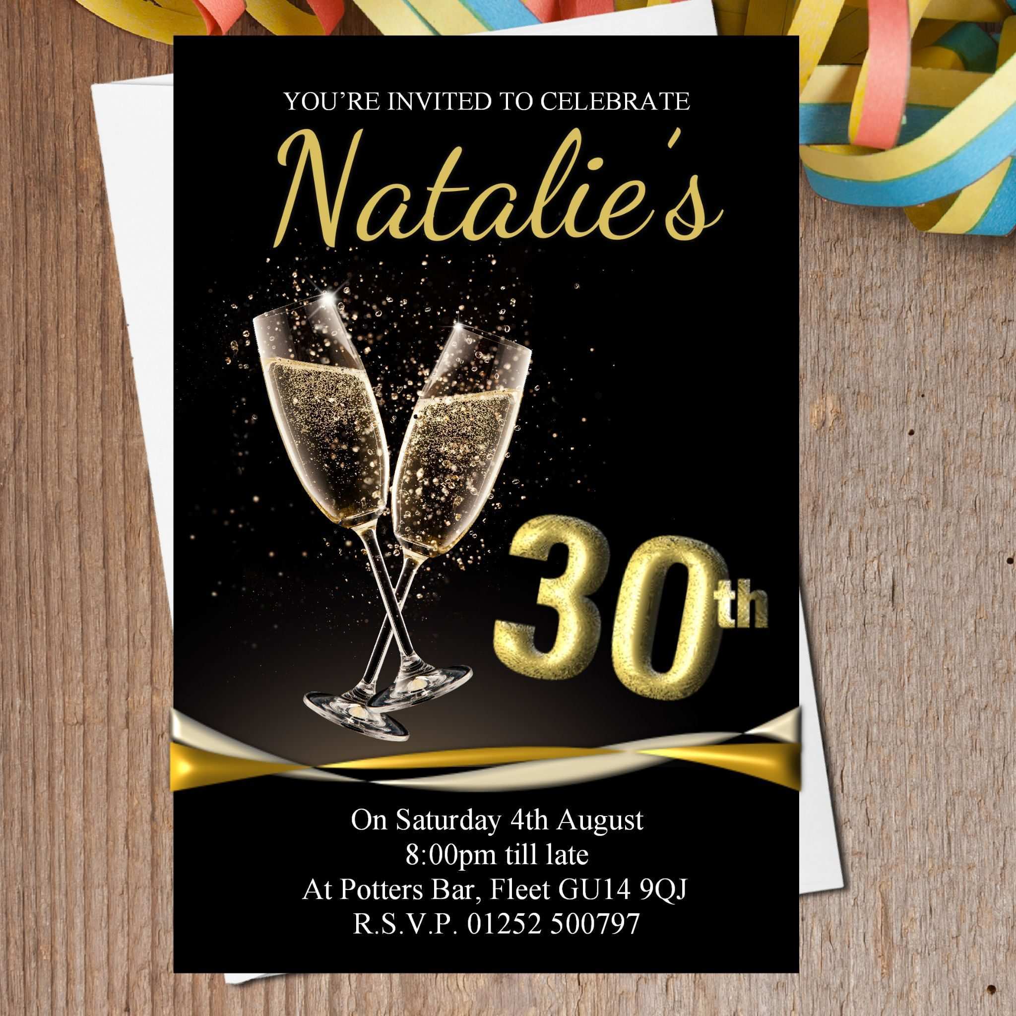 95 Customize Birthday Invitation Template Black And Gold PSD File For 