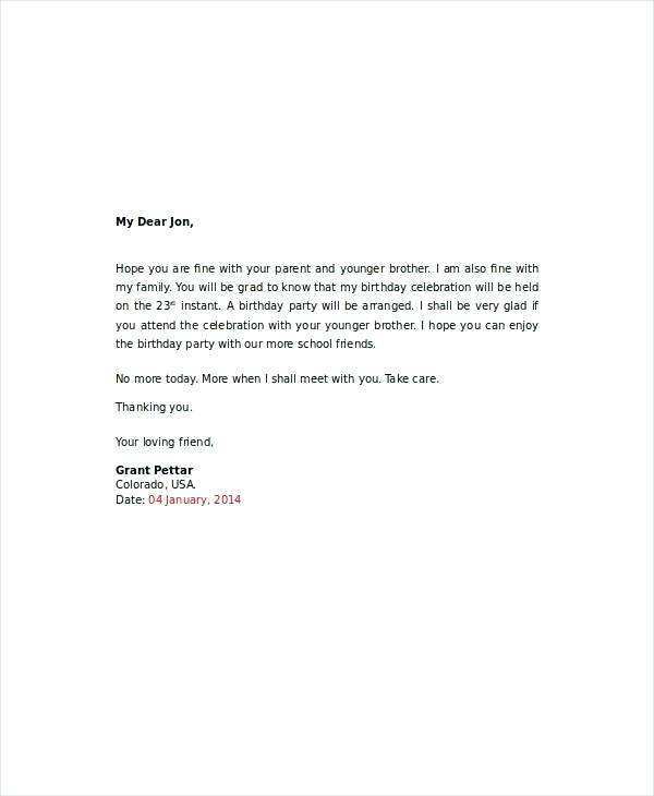 99 Visiting Birthday Party Invitation Letter Template Layouts For 
